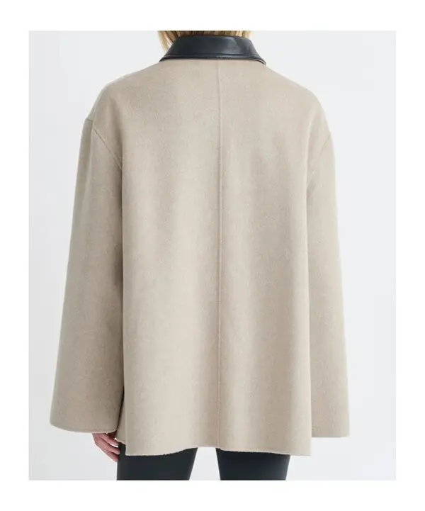 Nanushka Recycled Leather Collar Button-front Jacket - Stone/black