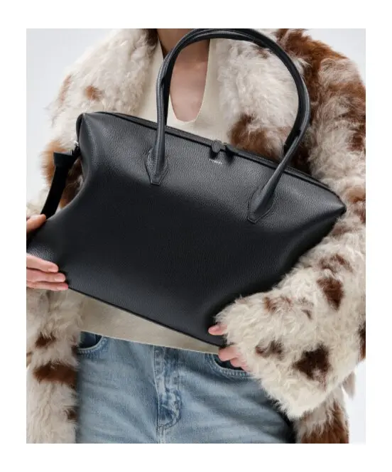 Yuzefi Brioche Duffle Pebble Grained Leather Bag - Black