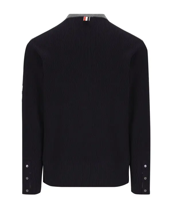 Thom Browne 4-bar Two-toned Knitted Jumper - Grey