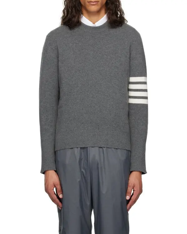 Thom Browne 4-bar Two-toned Knitted Jumper - Grey