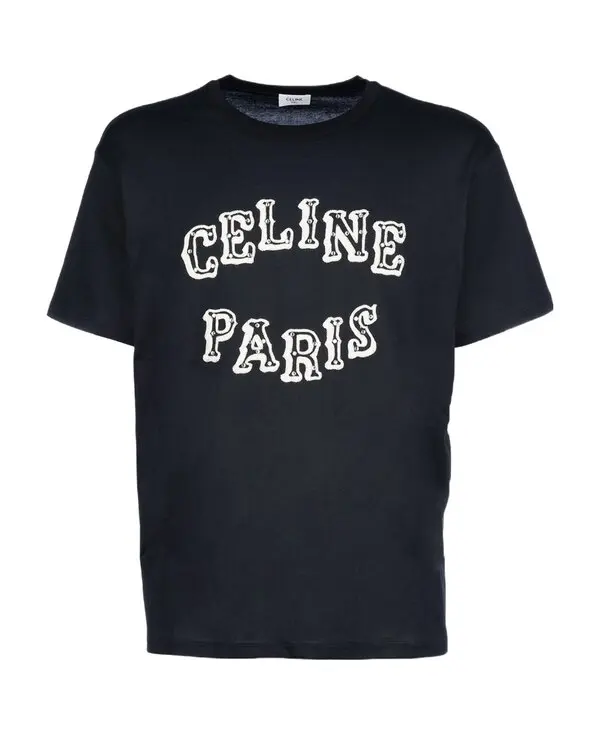 Celine Loose Embroidered T-shirt In Cotton Jersey