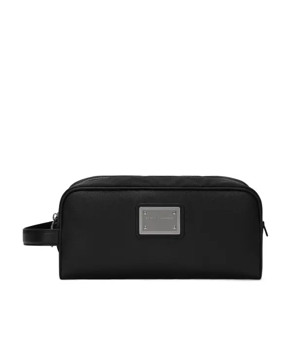 Dolce & Gabbana Dolce Gabbana Logo Plaque Toiletry Bag - Black