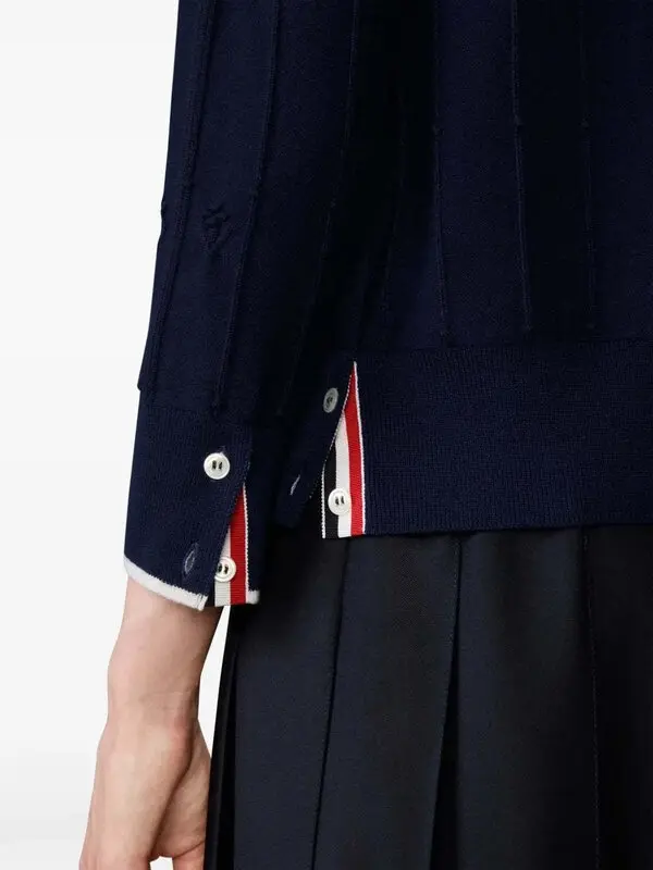 Thom Browne Bobble Stitch Lace-trim Cardigan