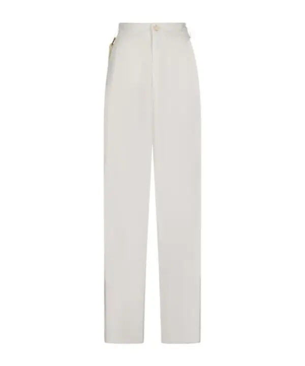 DARKPARK Phebe Relaxed Wide Leg Pants With Beaded Chain Detail - White