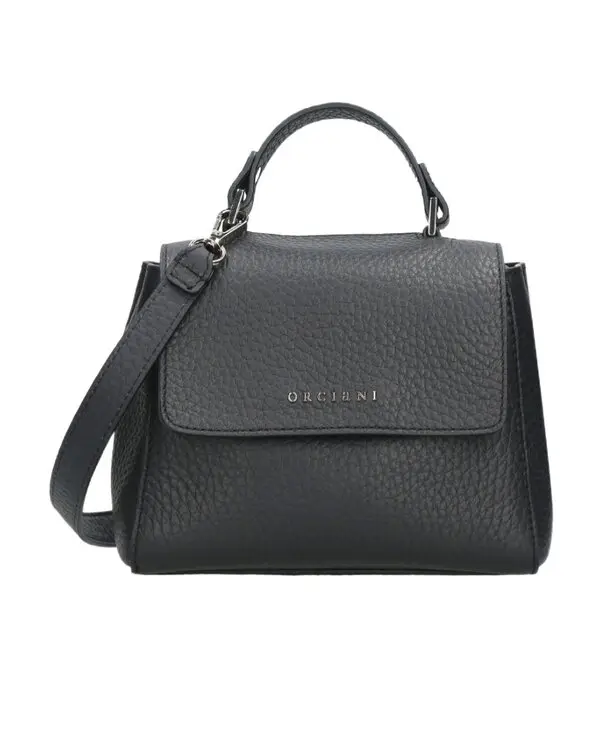ORTIGNI Mini Sveva Logo Lettering Tote Bag - Black