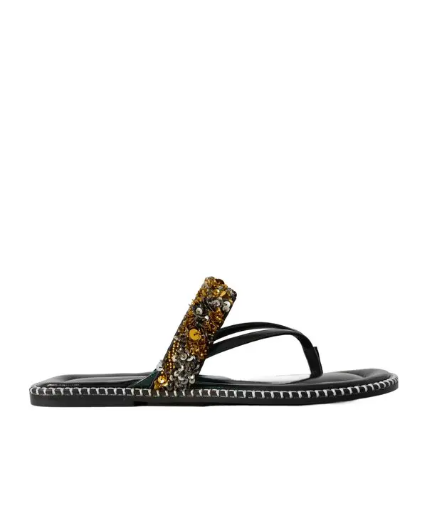 Dries Van Noten Embellished Sequin Slip-on Sandals - Green