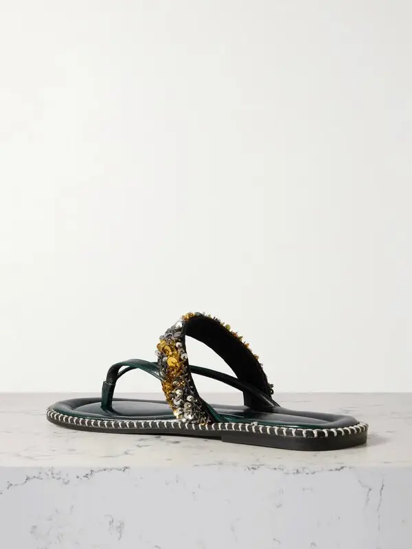 Dries Van Noten Embellished Sequin Slip-on Sandals