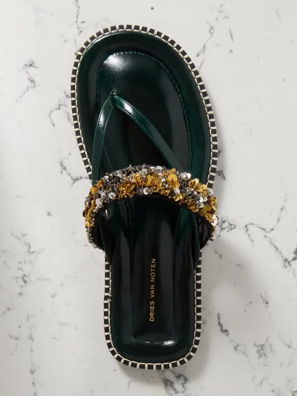 Dries Van Noten Embellished Sequin Slip-on Sandals