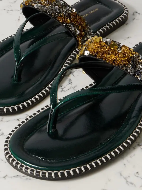 Dries Van Noten Embellished Sequin Slip-on Sandals