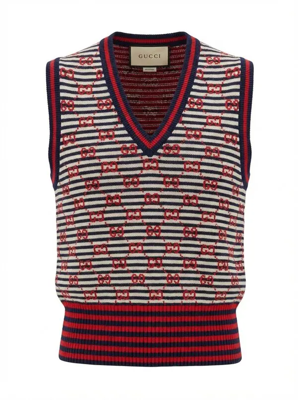 Gucci Gg Supreme Embroidery Wool Vest