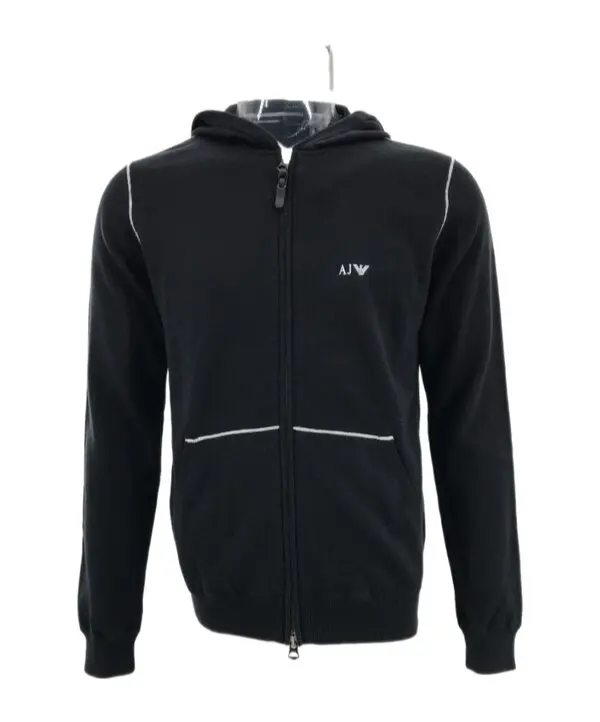 Emporio Armani Hooded Long-sleeved Knitted Jacket
