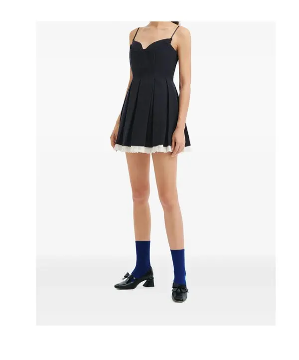 SHUSHU/TONG Pleated Sweetheart Dress - Black