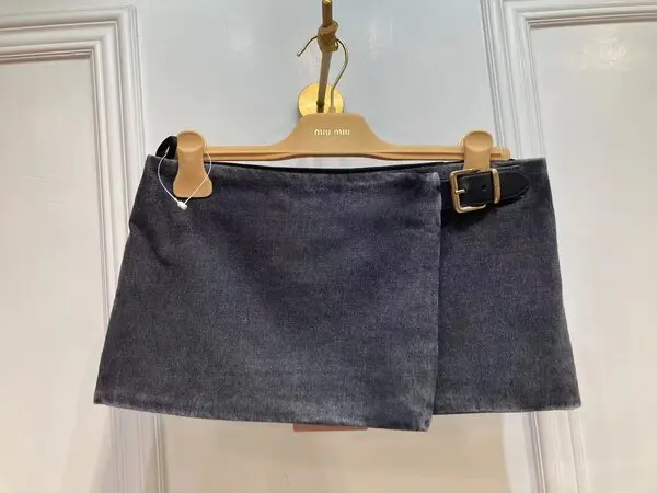 Miu Miu Wrapped Mini Skirt With Logo Detail - Black