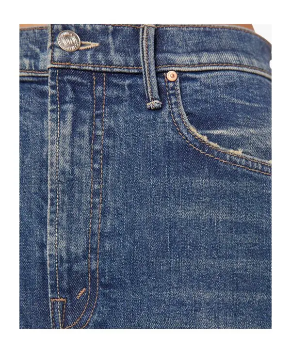 MOTHER The Lasso Sneak Distressed Jeans - Blue