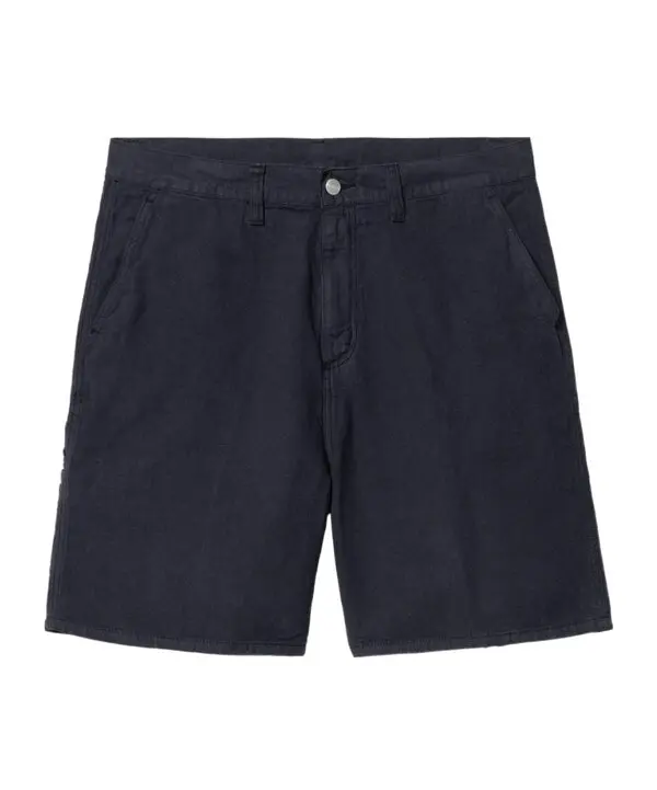 Carhartt Work In Progress Walter Single Knee Logo-patch Shorts - Deep Navy