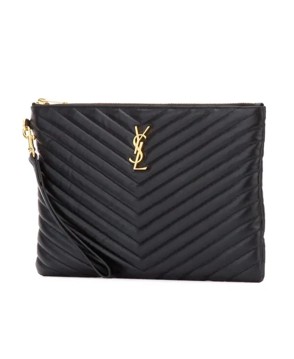 Saint Laurent Cassandre Matelassé Quilted Zipped Pouch