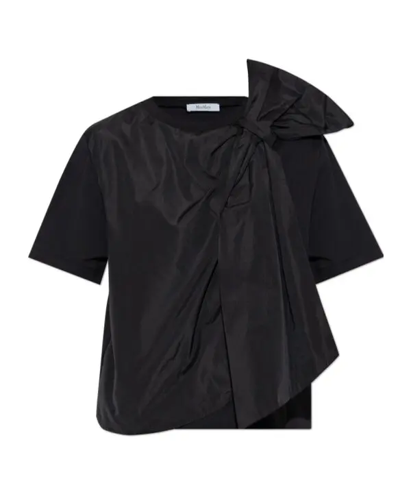 Max Mara Jersey T-shirt With Maxi Bow - Black