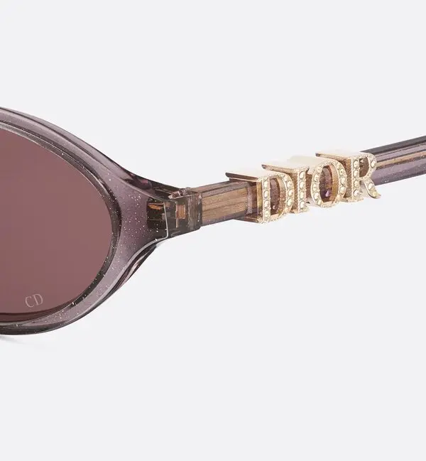 Dior Full-rimmed Oval Sunglasses With Gold Tone Embellishments - Brown
