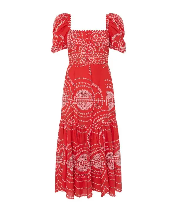 Charo Ruiz Ibiza Kaysa Long Dress With Puff Sleeves And Ruffled Hem