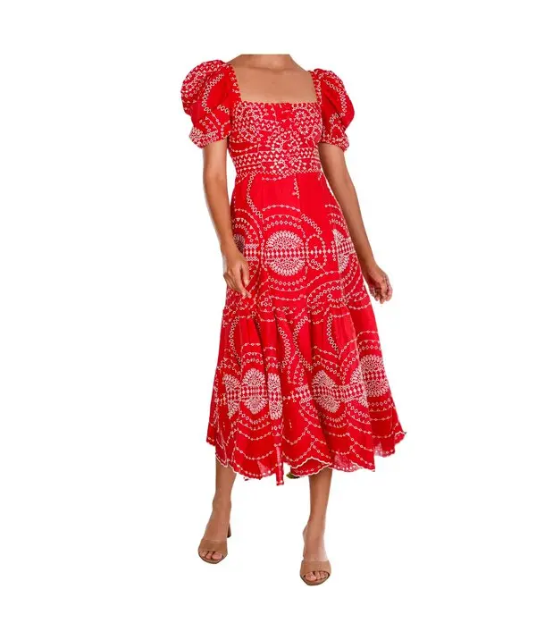 Charo Ruiz Ibiza Kaysa Long Dress With Puff Sleeves And Ruffled Hem