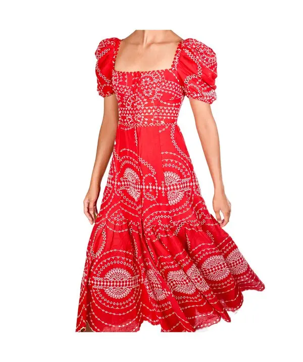 Charo Ruiz Ibiza Kaysa Long Dress With Puff Sleeves And Ruffled Hem