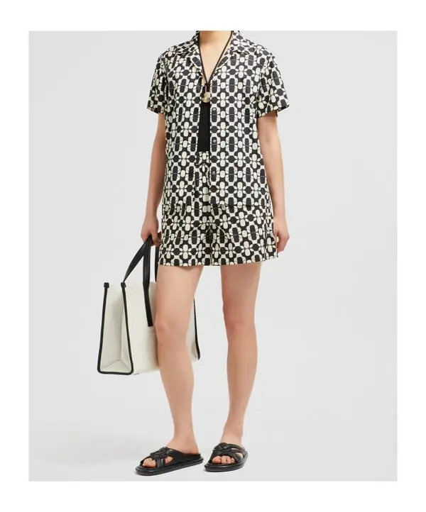 Moncler Geometric Print Shorts - Blue/white