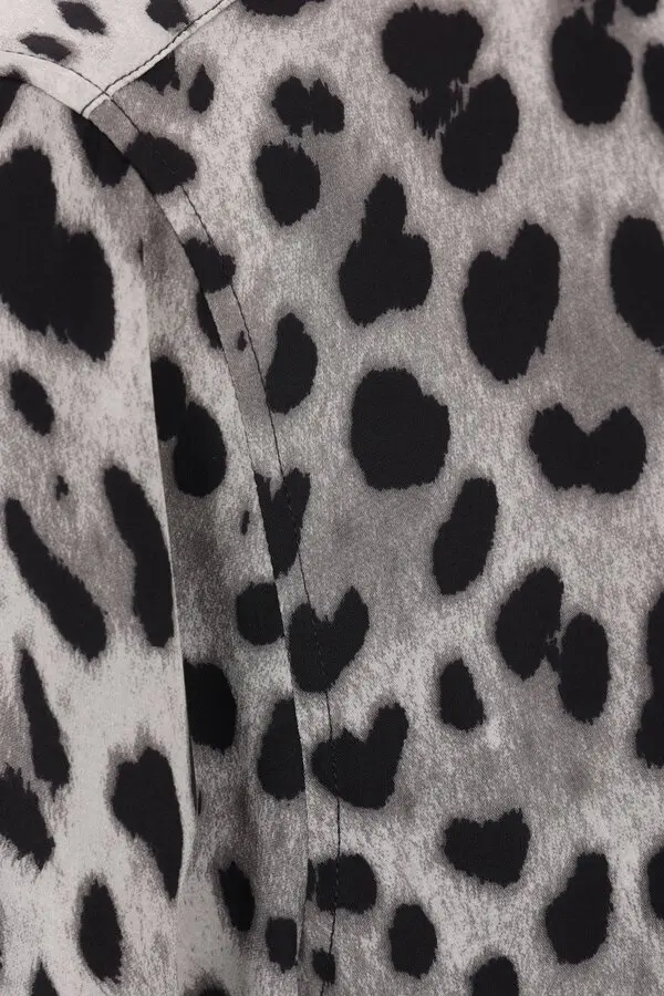 Dolce & Gabbana Leopard Print Pussy-bow Charmeuse Shirt