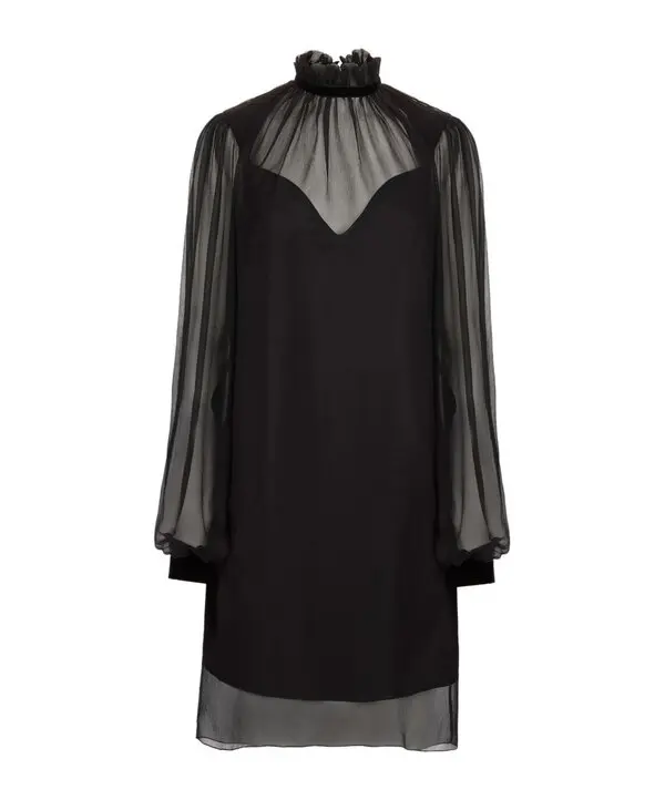 Nina Ricci High-neck Balloon-sleeve Mini Dress