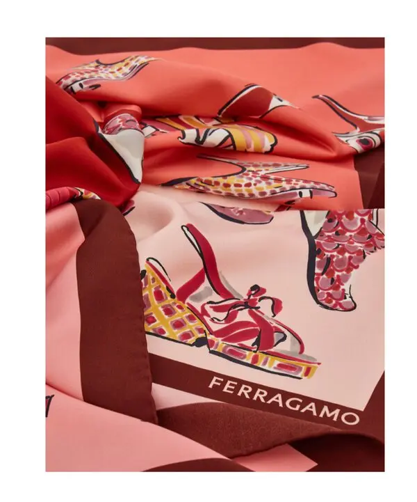 FERRAGAMO Genio Print Silk Scarf