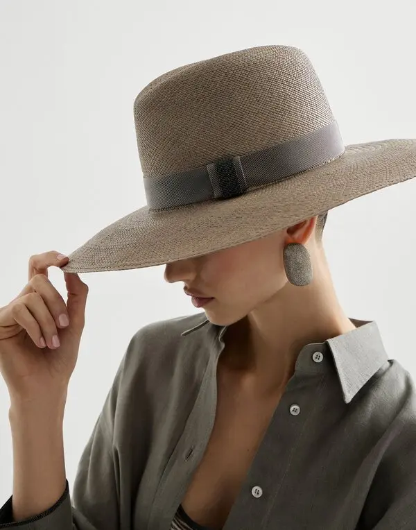 Brunello Cucinelli Leather Band Fedora - Beige