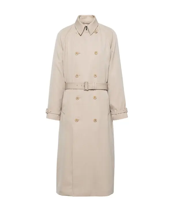 Prada Belted Button-up Coat - Rope Grey