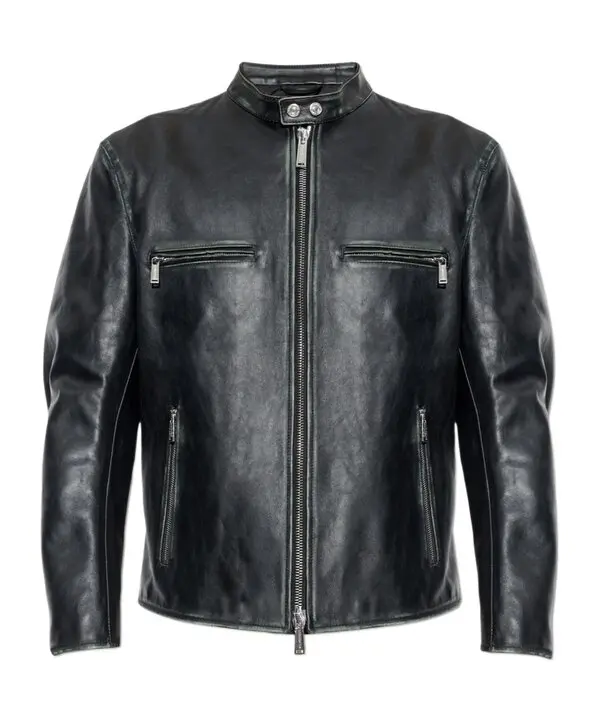 Dsquared2 Zip-pocket Leather Jacket - Black