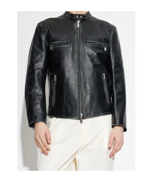 Dsquared2 Zip-pocket Leather Jacket - Black