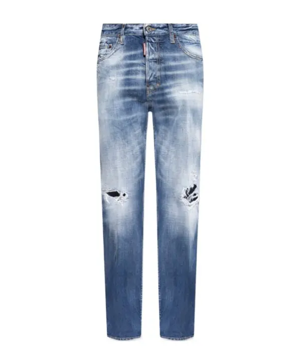 Dsquared2 Distressed Straight-leg Jeans - Blue
