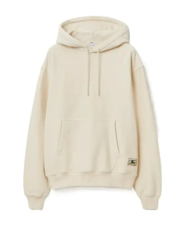 Burberry Kangaroo Pocket Drawstring Hoodie With Equestrian Knight Design - Nude