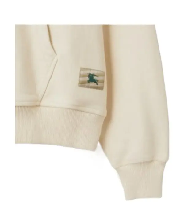 Burberry Kangaroo Pocket Drawstring Hoodie With Equestrian Knight Design - Nude