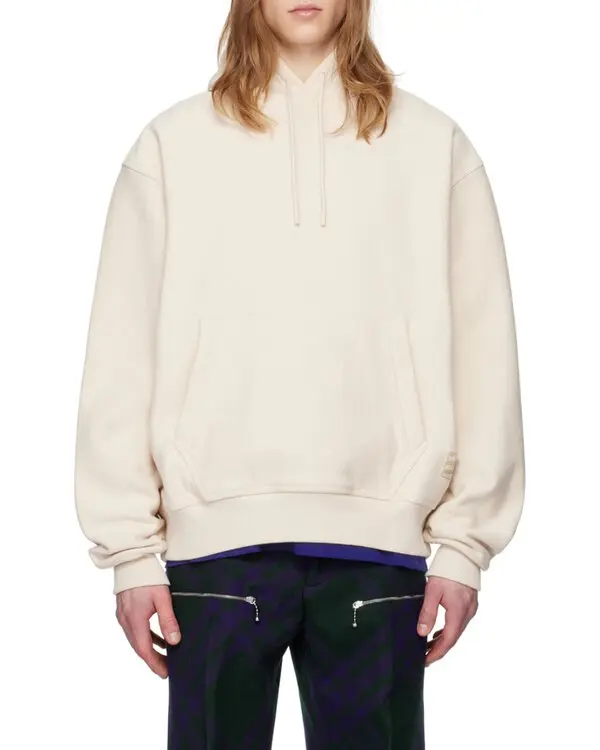 Burberry Kangaroo Pocket Drawstring Hoodie With Equestrian Knight Design - Nude