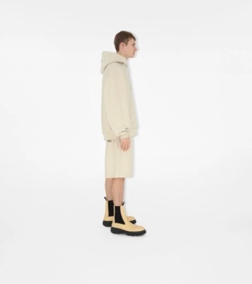 Burberry Kangaroo Pocket Drawstring Hoodie With Equestrian Knight Design - Nude