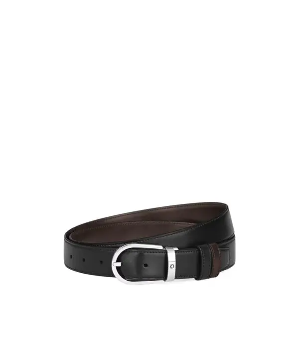 Montblanc Horseshoe 30 Mm Reversible Belt In Meisterstück Leather - Black