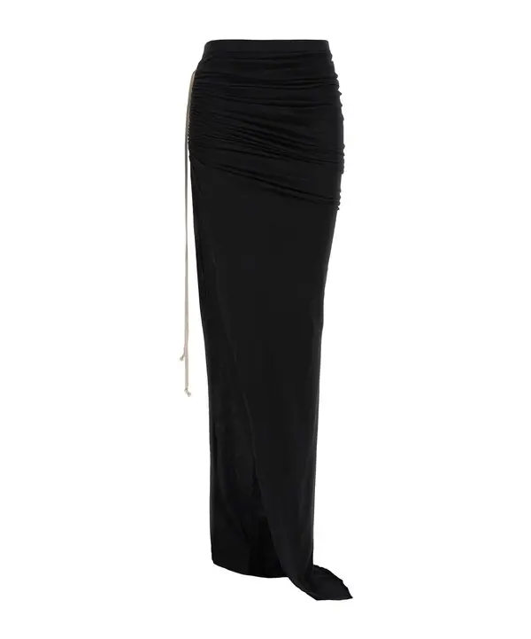 Rick Owens Drawstring Side-slit Maxi Skirt - Black