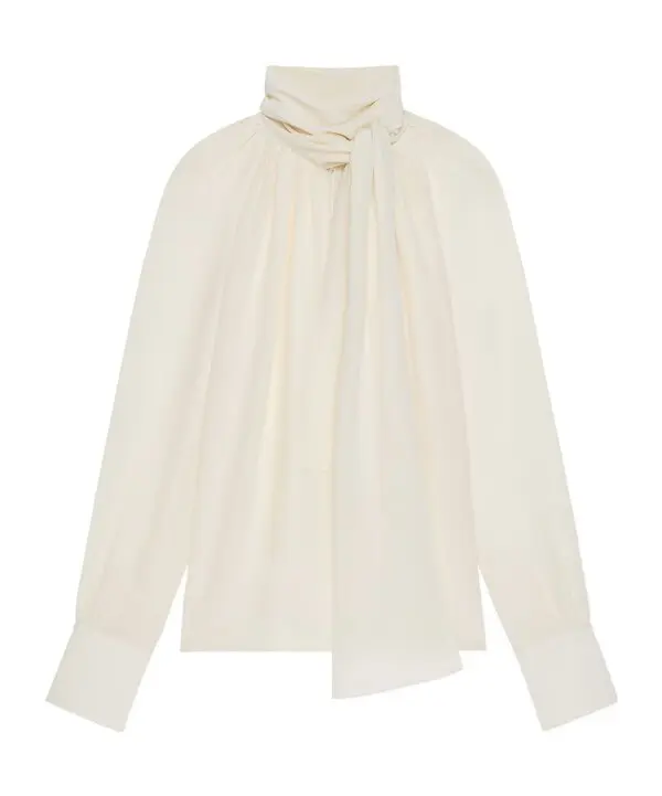 Givenchy 4g Motif Tie Neck Blouse - Eggshell Yellow