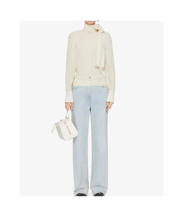Givenchy 4g Motif Tie Neck Blouse - Eggshell Yellow