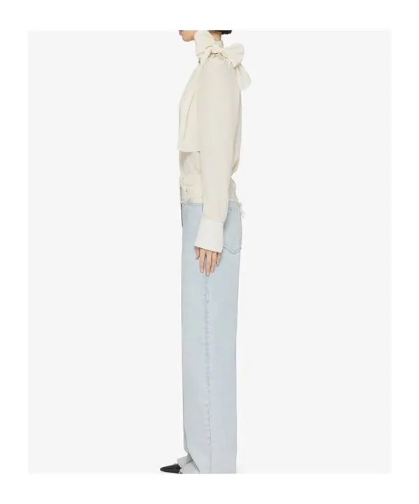 Givenchy 4g Motif Tie Neck Blouse - Eggshell Yellow