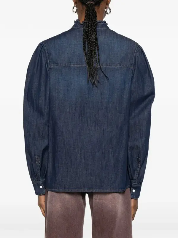 TWINSET Ruffle Detailed Button-up Denim Shirt - Black