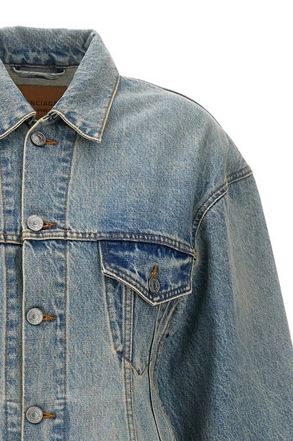 Balenciaga Collared Button-up Denim Jacket