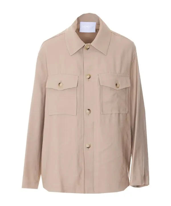 DONDUP Long Sleeve Buttoned Shirt With Flap Pockets - Nude