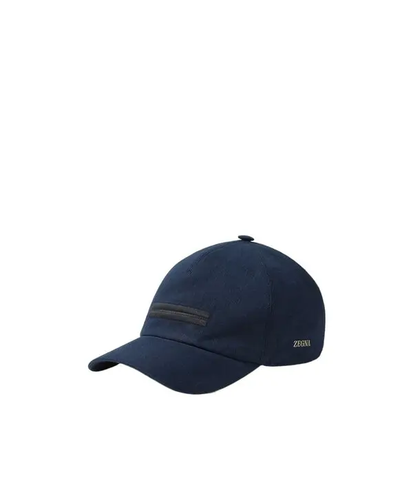 Zegna Oasi Lino Baseball Cap With Curved Brim - Black