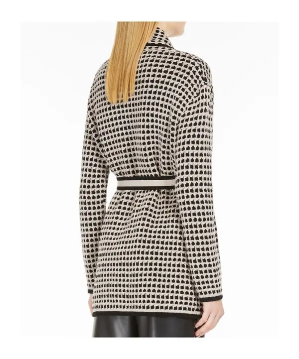 Max Mara Belted Grid-pattern Cardigan