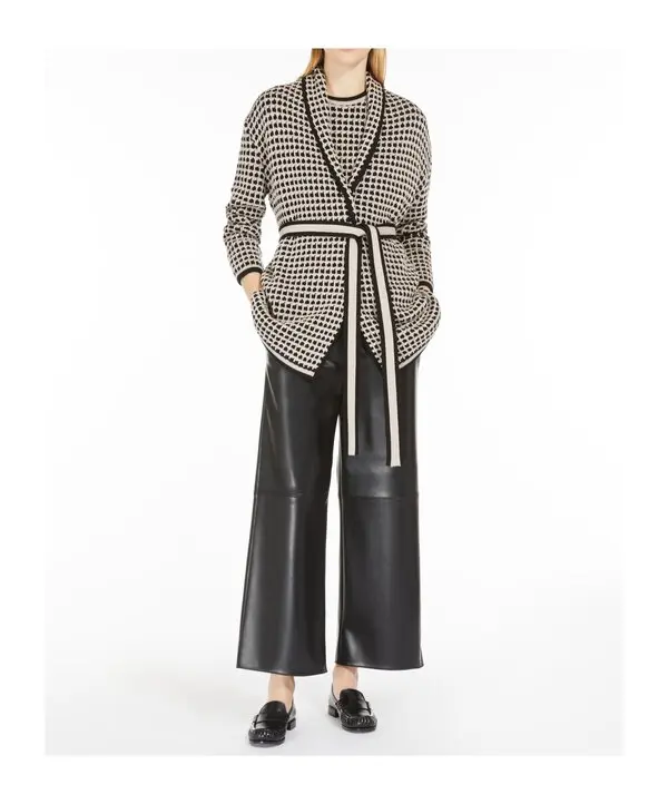 Max Mara Belted Grid-pattern Cardigan