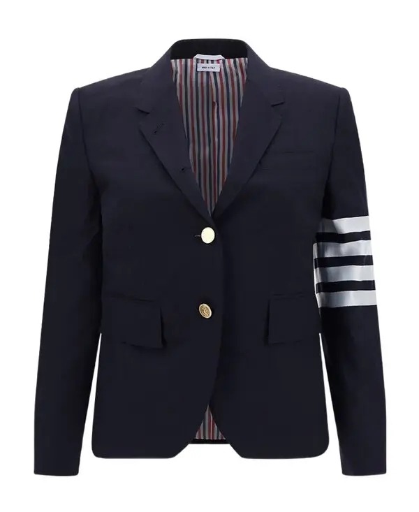 Thom Browne Single-breasted Blazer With Signature Stripes - Blue
